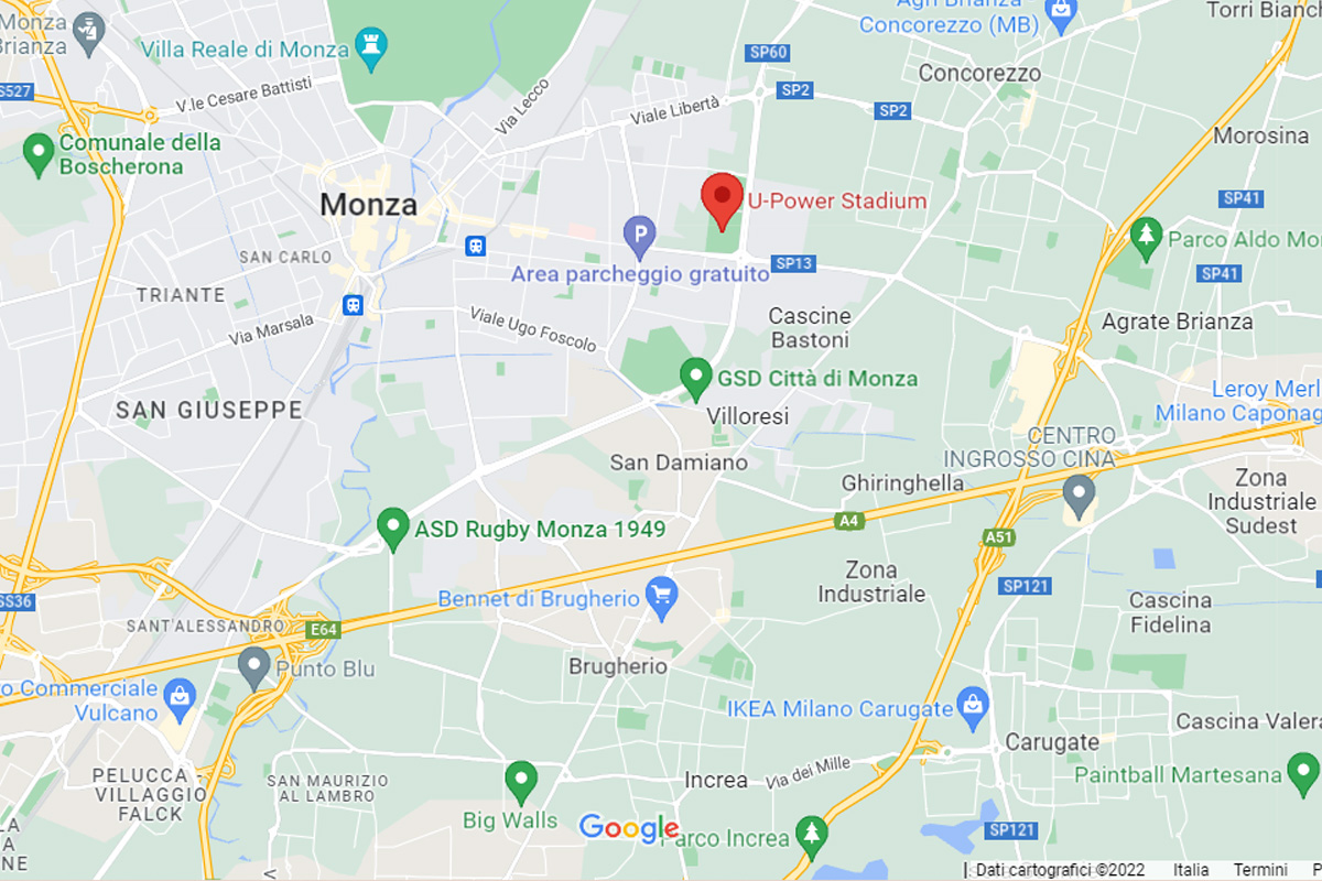 Mappa dello stadio Brianteo di Monza | settori e accessi