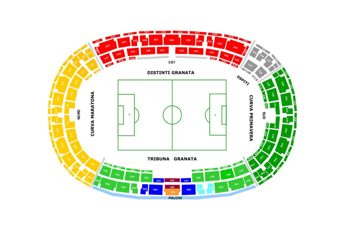 Torino, mappa dello stadio Olimpico | settori e accessi