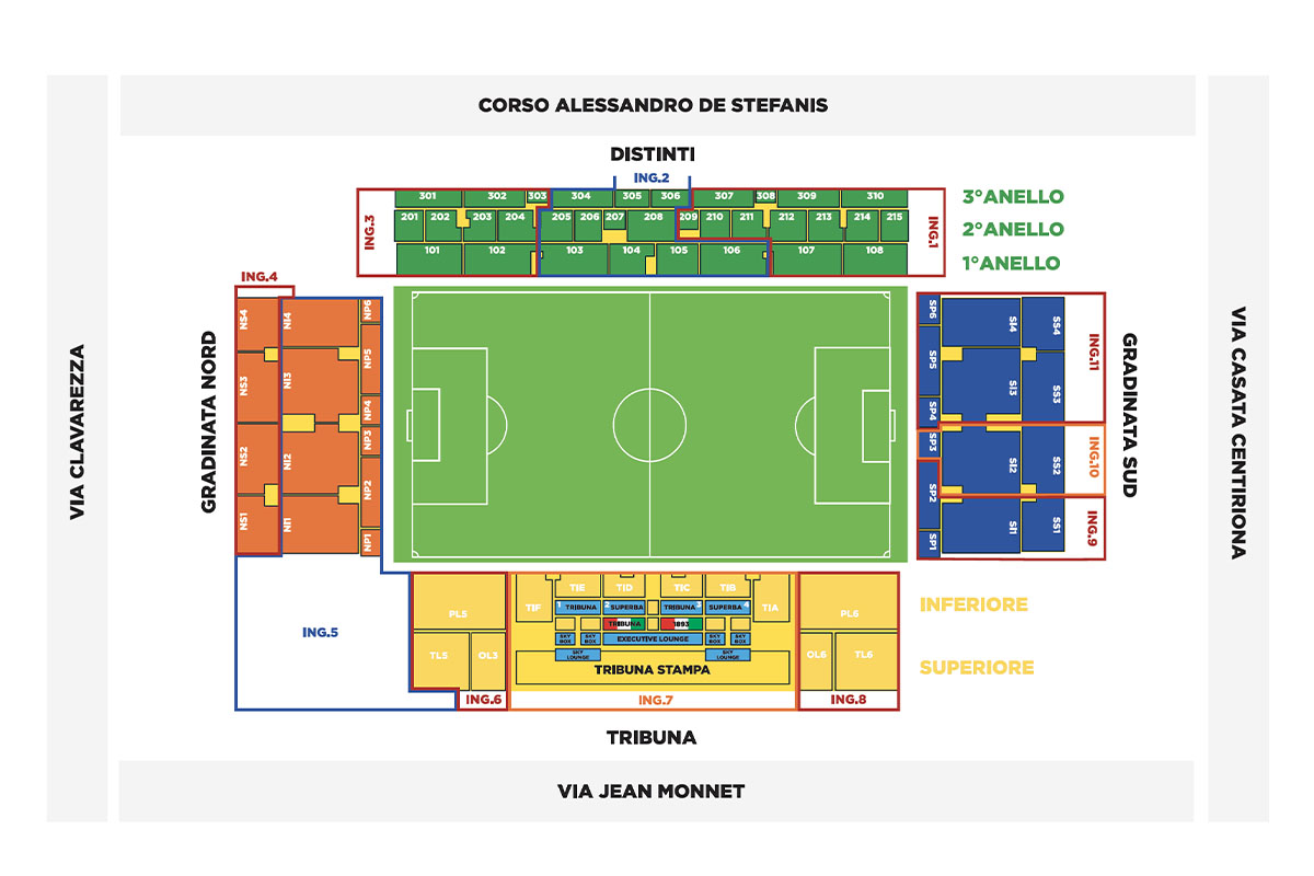 Genova, mappa dello stadio Ferraris | settori e accessi