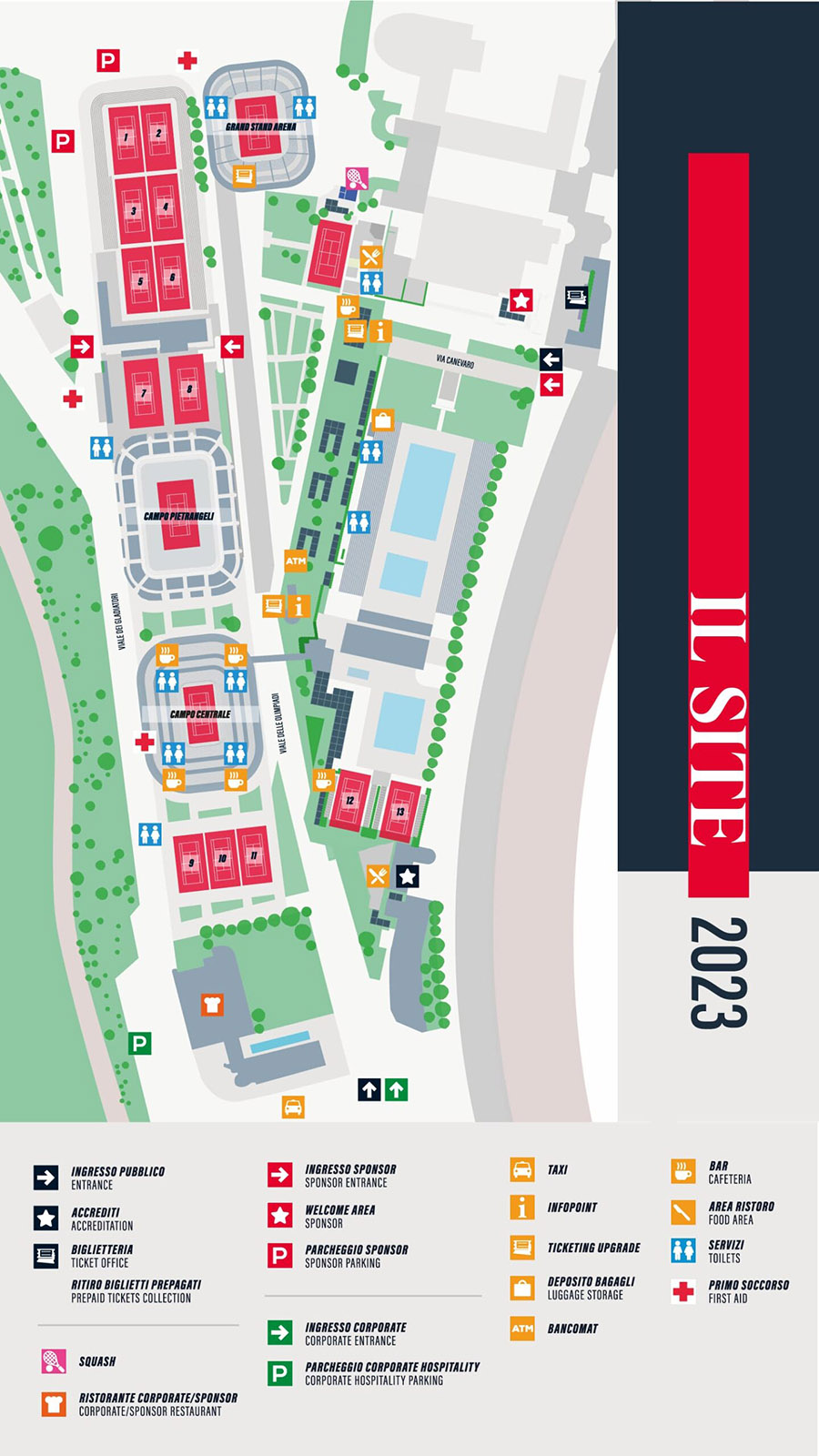 Mappa del Foro Italico di Roma / Internazionali d'Italia | settori e ...